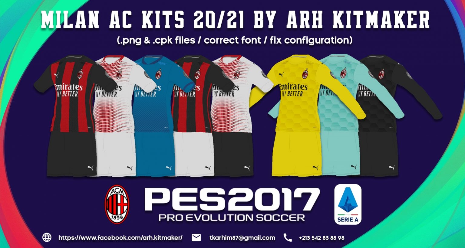 PES 2017 Milan AC Kits 2020/2021 by ARHkitmaker • PESPatchs